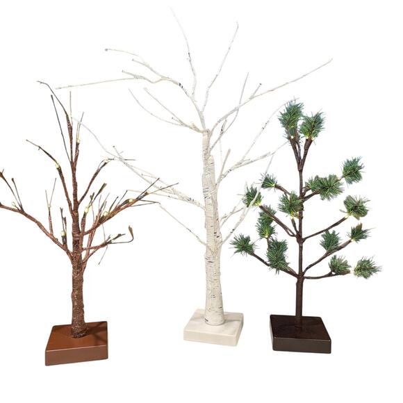 Unbranded | Holiday | Led Twig Trees Set Of 3 Birch Pine Brown Branch ...